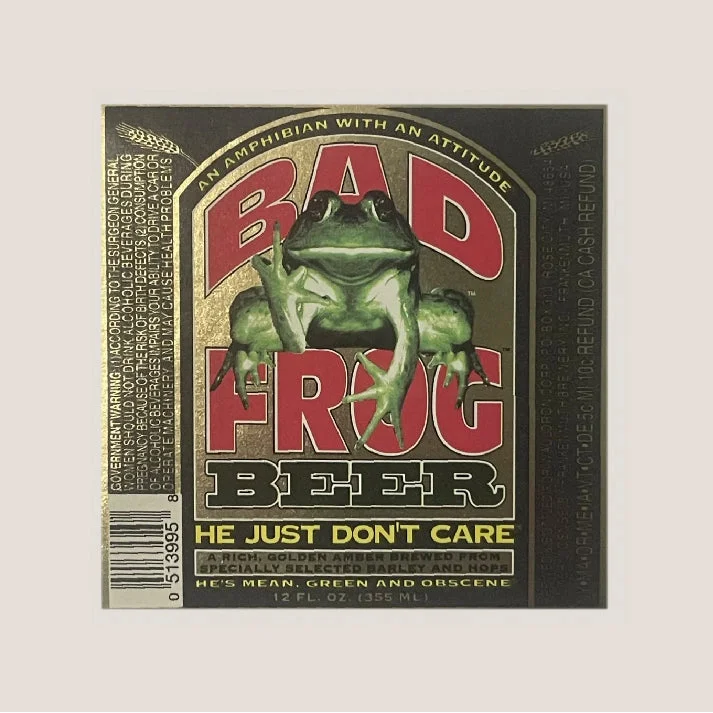 Infamous Vintage Bad Frog Beer Label Shocks 8 States – Vintage and ...