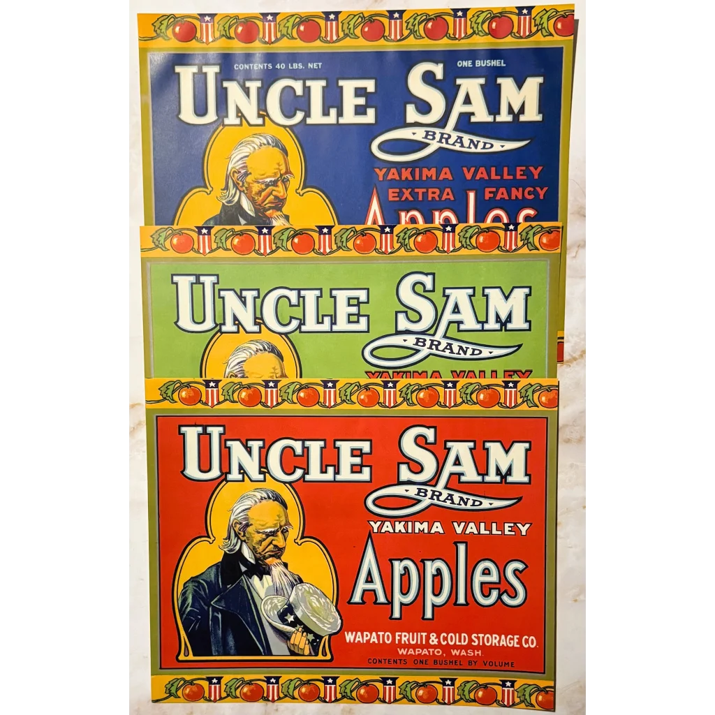 Snag 1920s Americana Uncle Sam Apple Crate Label – Vintage and Antique ...