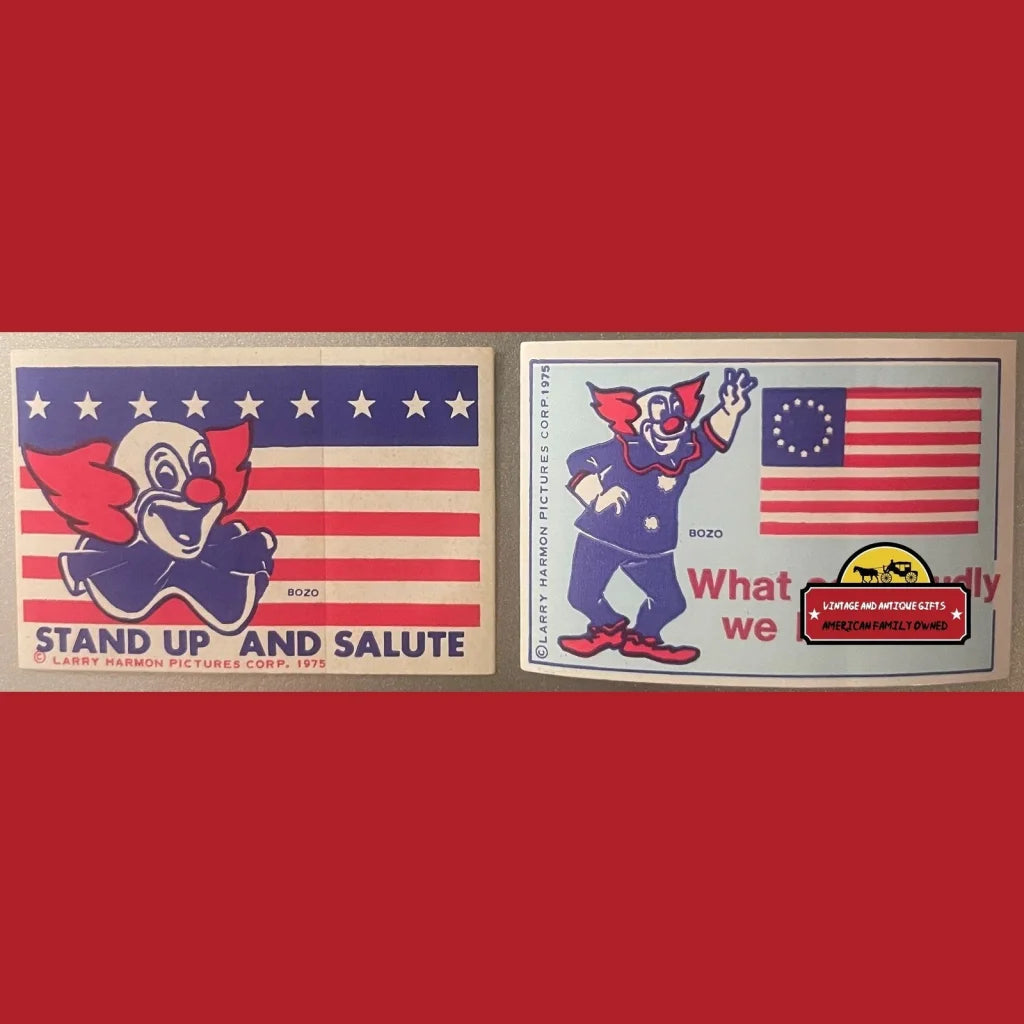 Rare Patriotic Bicentennial Bozo Stickers Delight – Vintage and Antique ...